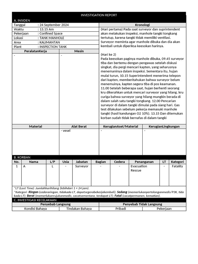 Form Investigasi Fatality | PDF