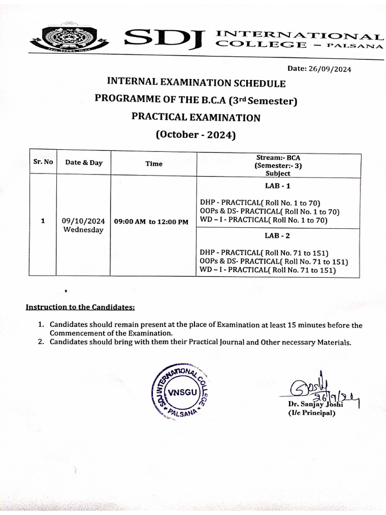 Internal Practical Exam BCA SEM-3 | PDF