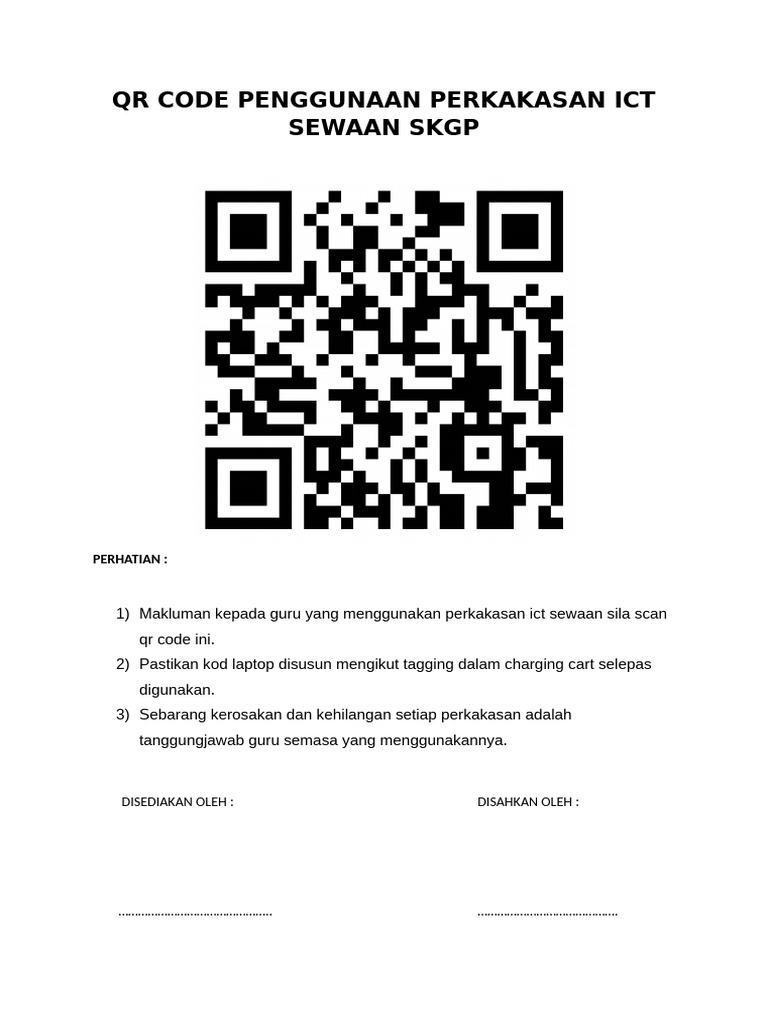 QR CODE PENGGUNAAN PERKAKASAN ICT SEWAAN SKGP | PDF