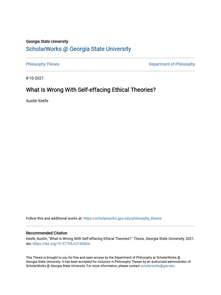 What Is Wrong With Self-Effacing Ethical Theories | PDF