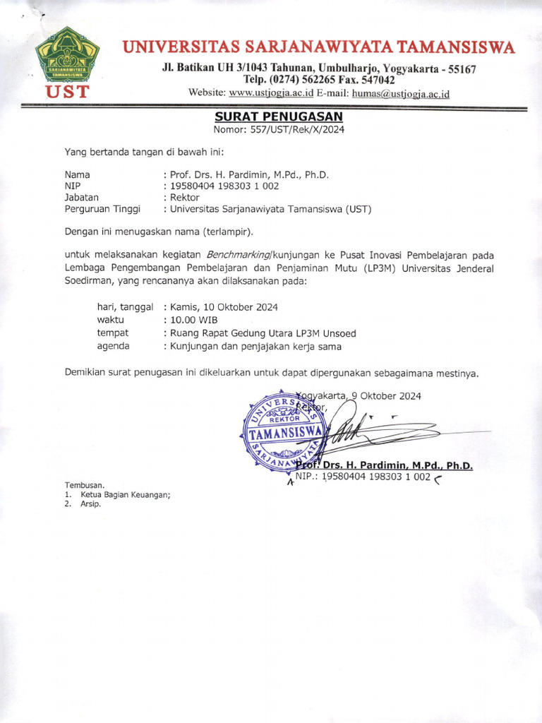 557 - STG Benchmarking Ke UNSOED | PDF