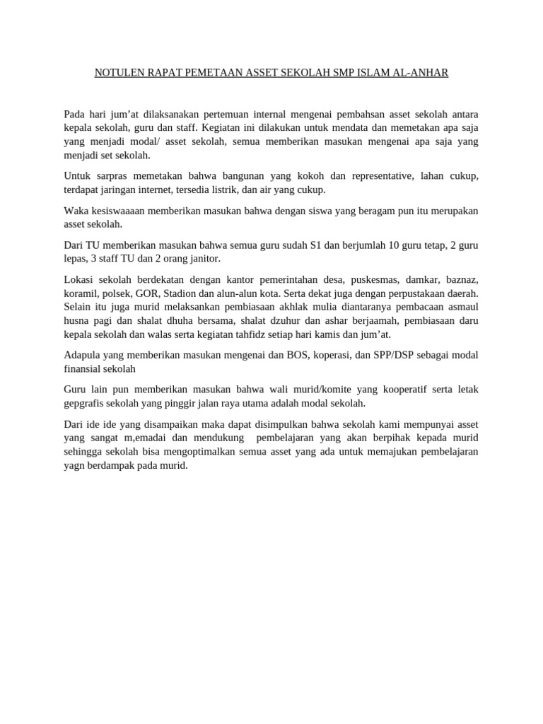 NOTULEN RAPAT (CGP Asep Muhammad) | PDF