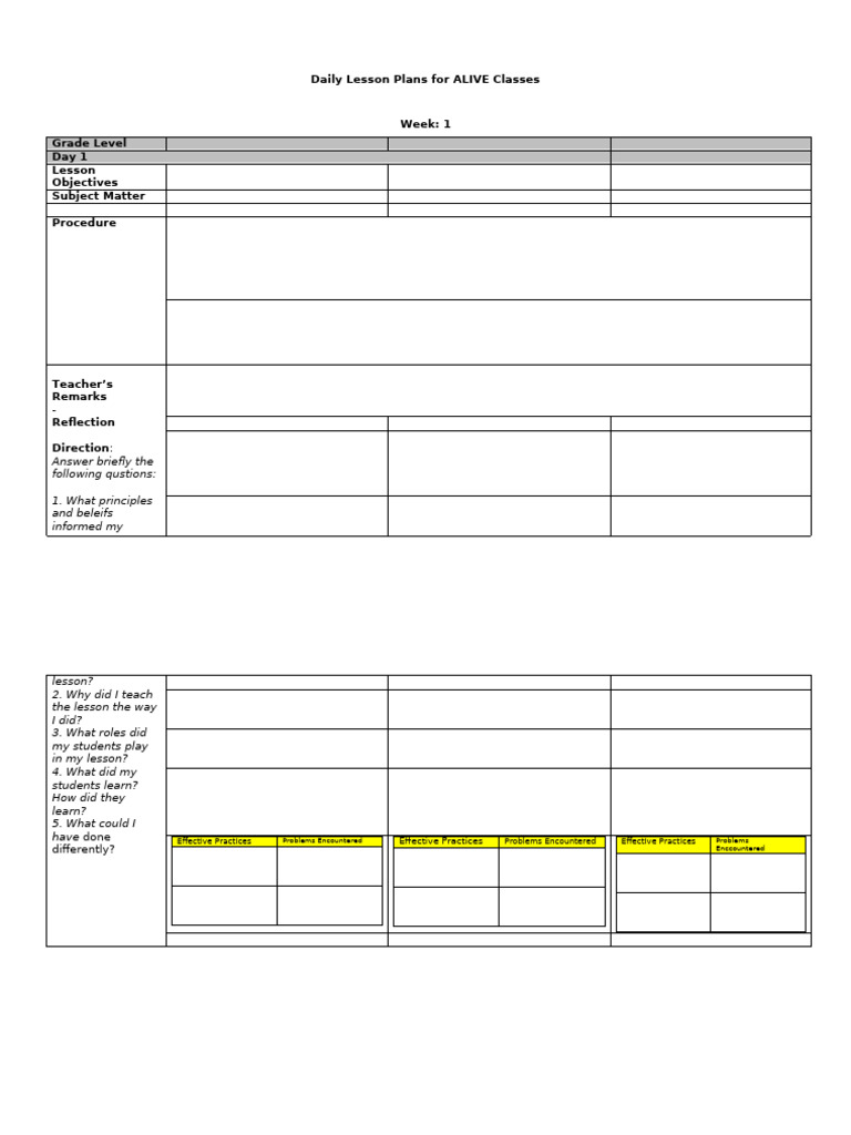 Daily Lesson Plans For ALIVE Classes: Answer Briefly The Following ...