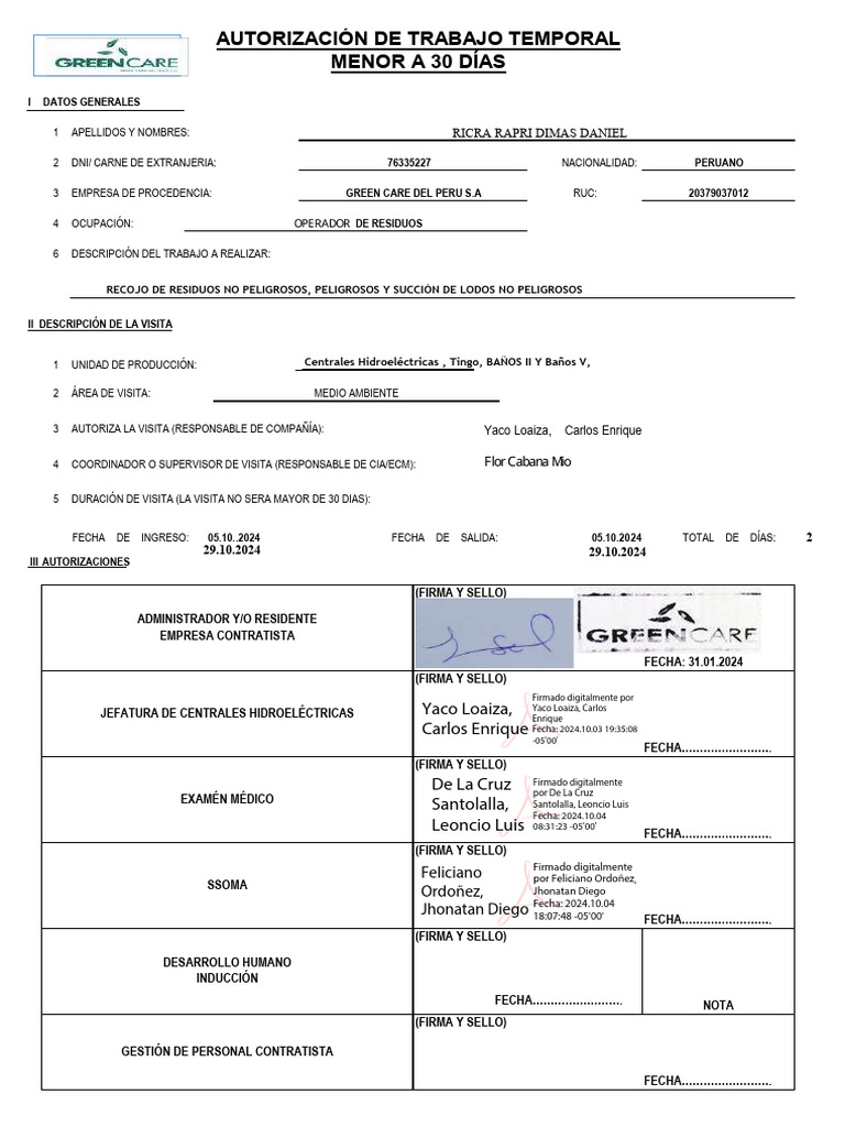 Pase Temporal - Dimas Ricra | PDF
