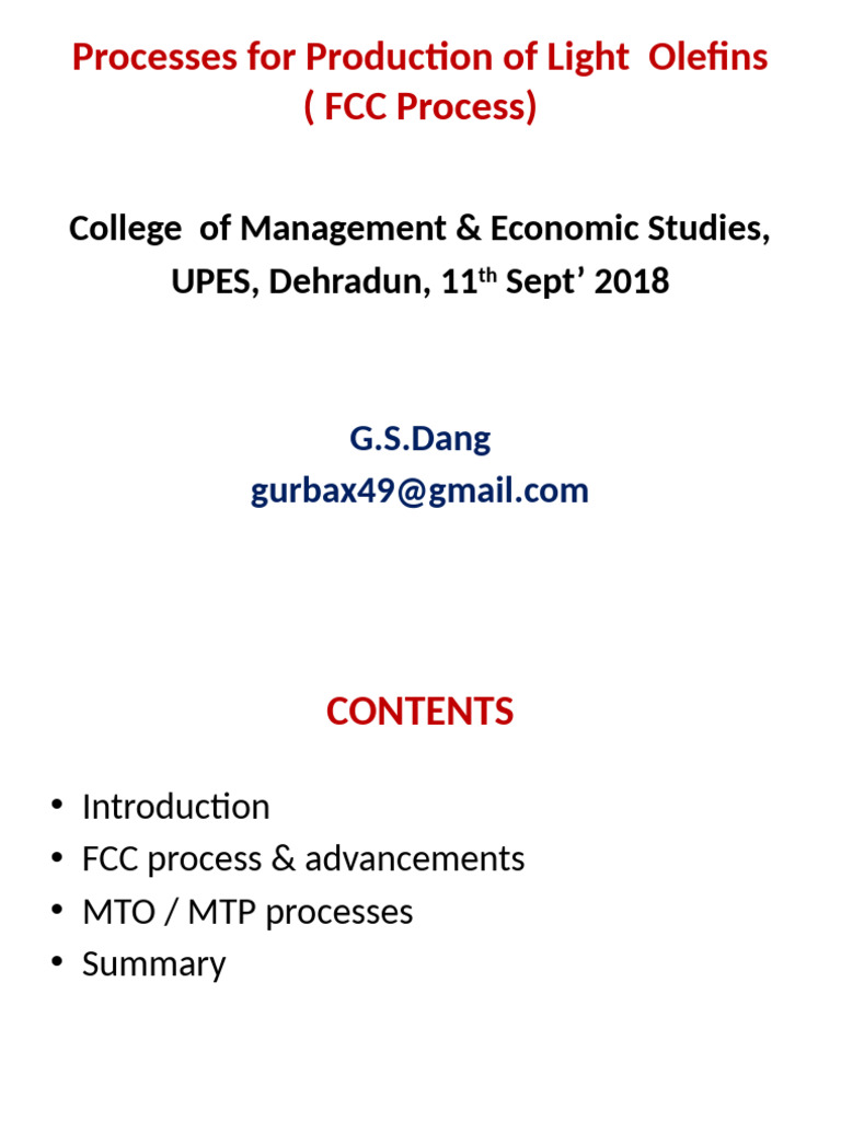 Process For Olefins Production For Olefin Production Sept 2018 | PDF ...