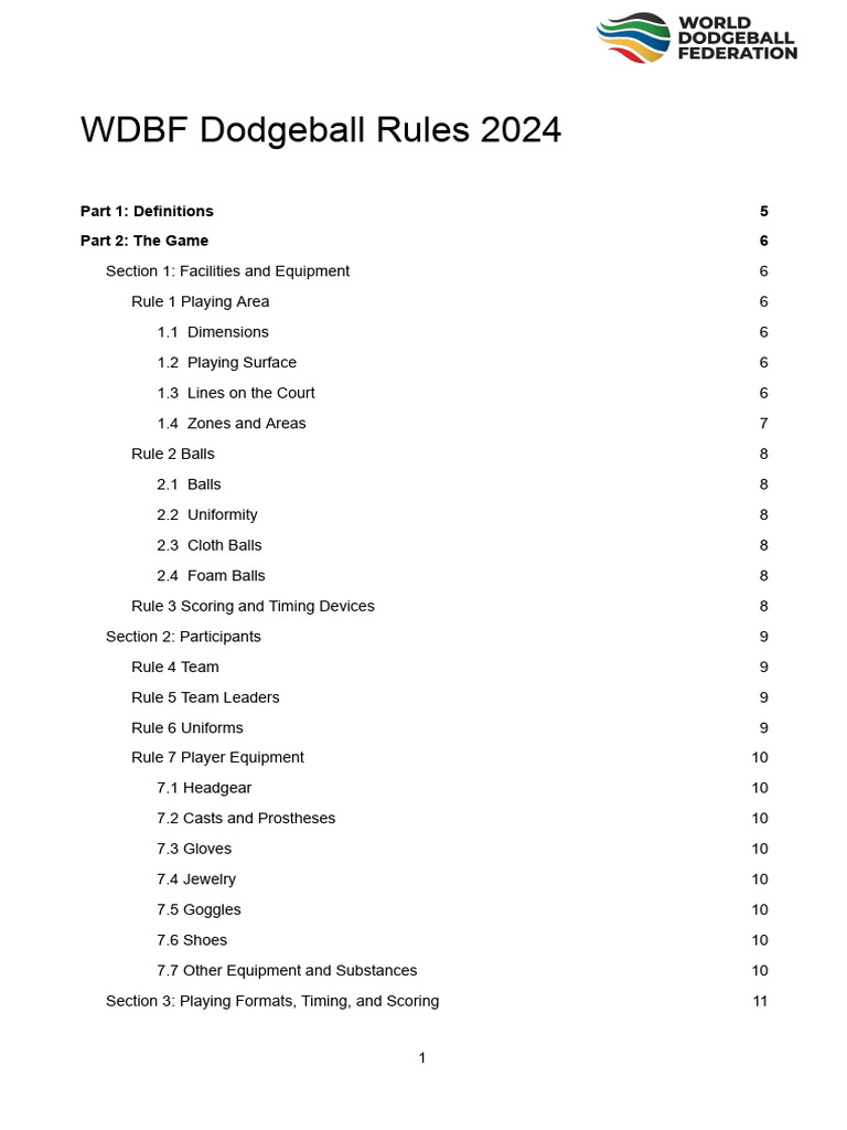 WDBF Dodgeball Rules 2024 | PDF