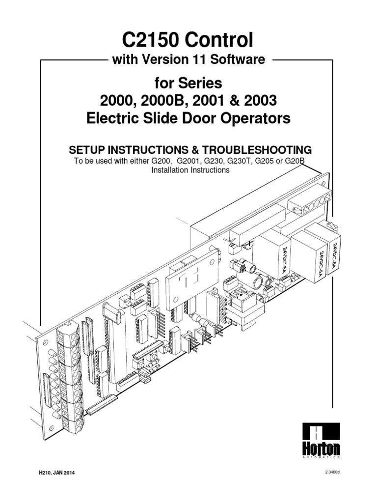 Horton Manual 2150 - Version 11 Software | PDF