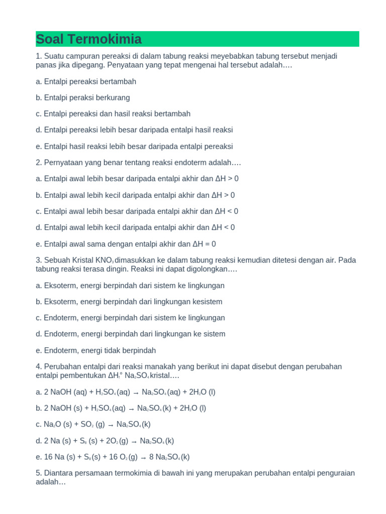 Soal Thermokimia | PDF
