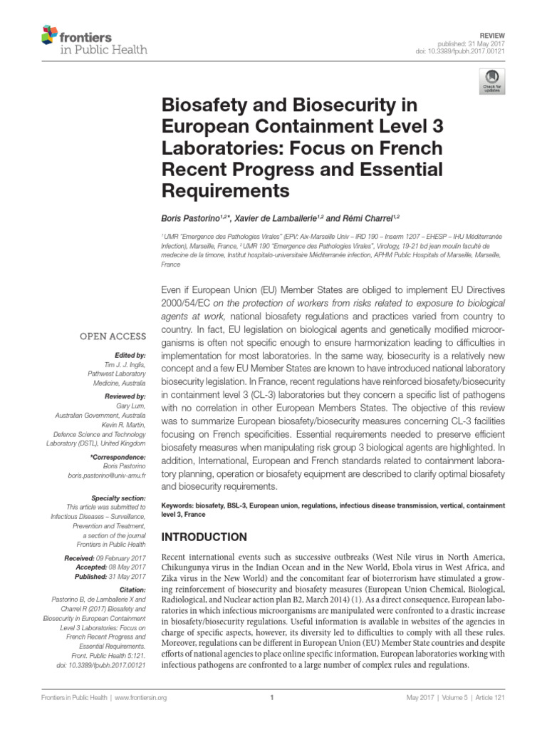 Biosafety and Biosecurity in European Containment | PDF