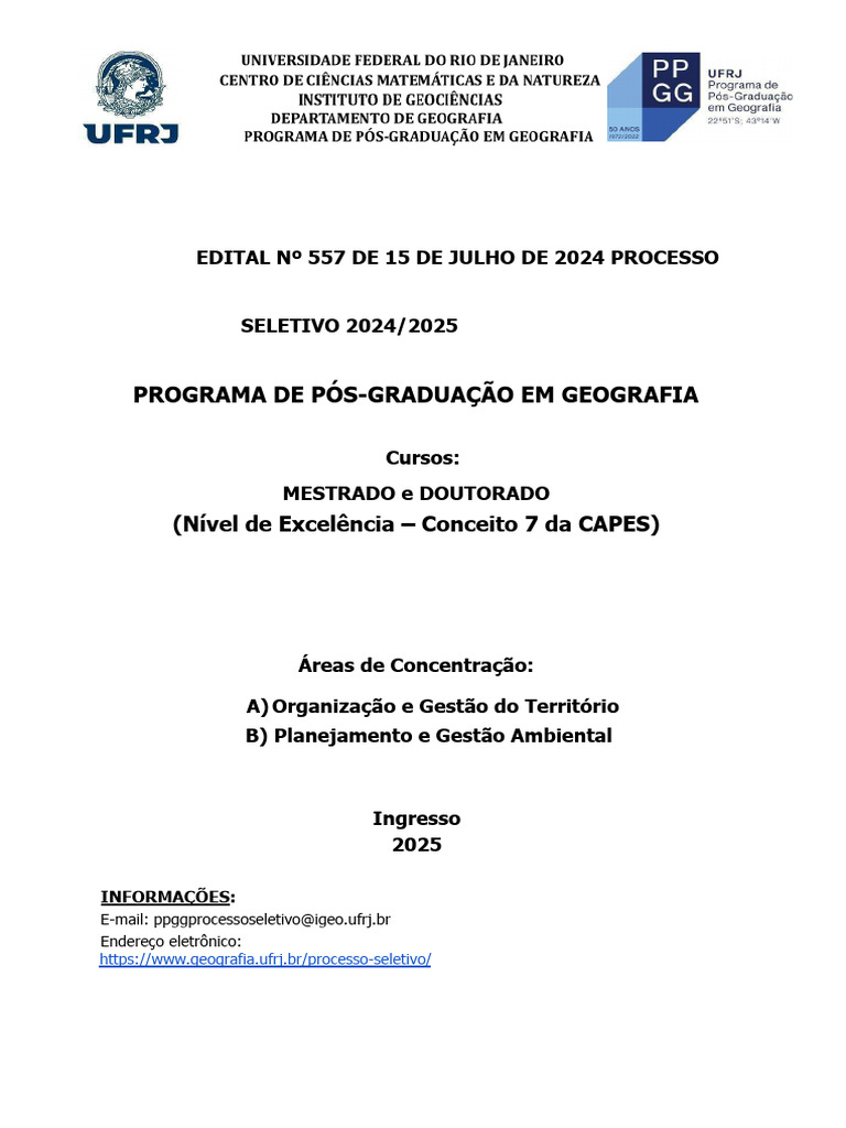 Edital 2024-2025 PPGG | PDF