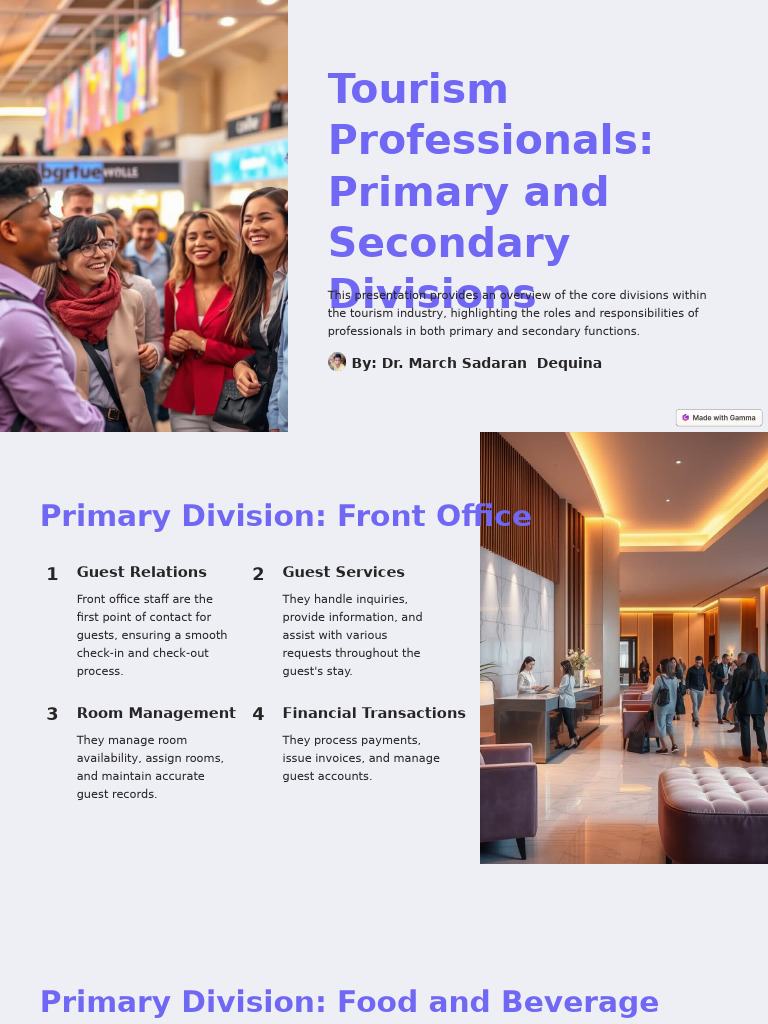 Overview of Tourism Industry Divisions | PDF | Restaurants | Career ...