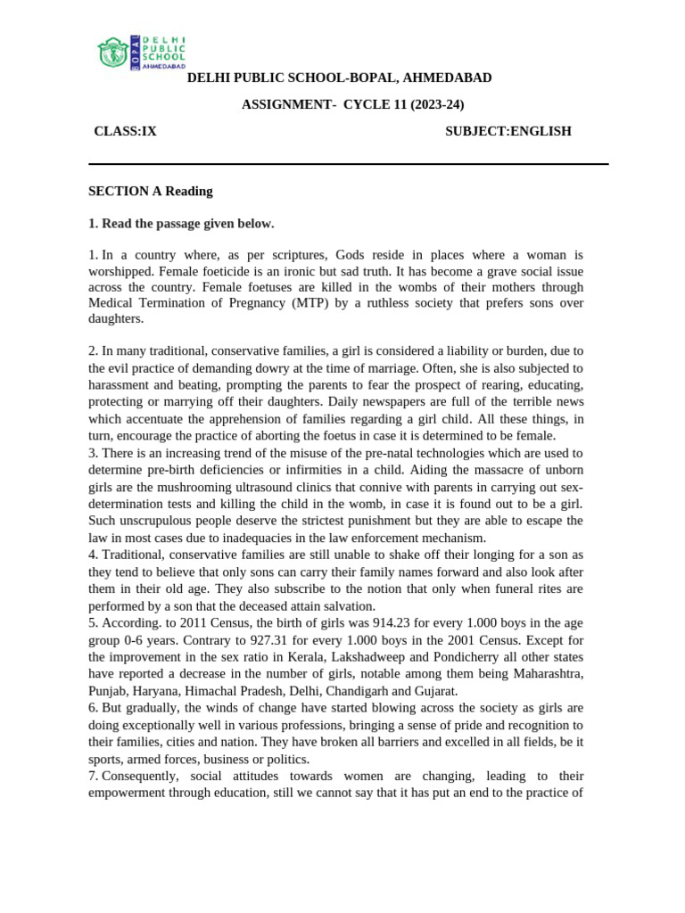 Assignment - Cycle 11 | PDF