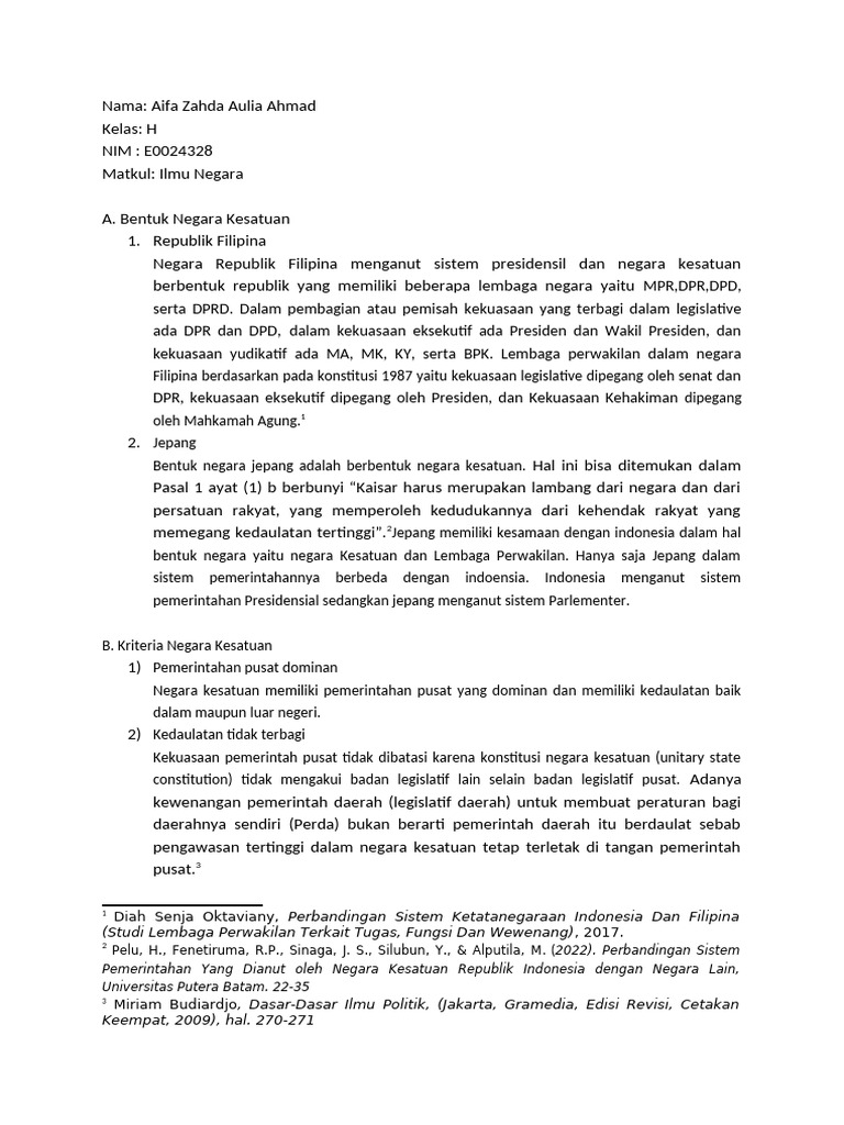 Rangkuman ILNEG 1 Bentuk Negara | PDF