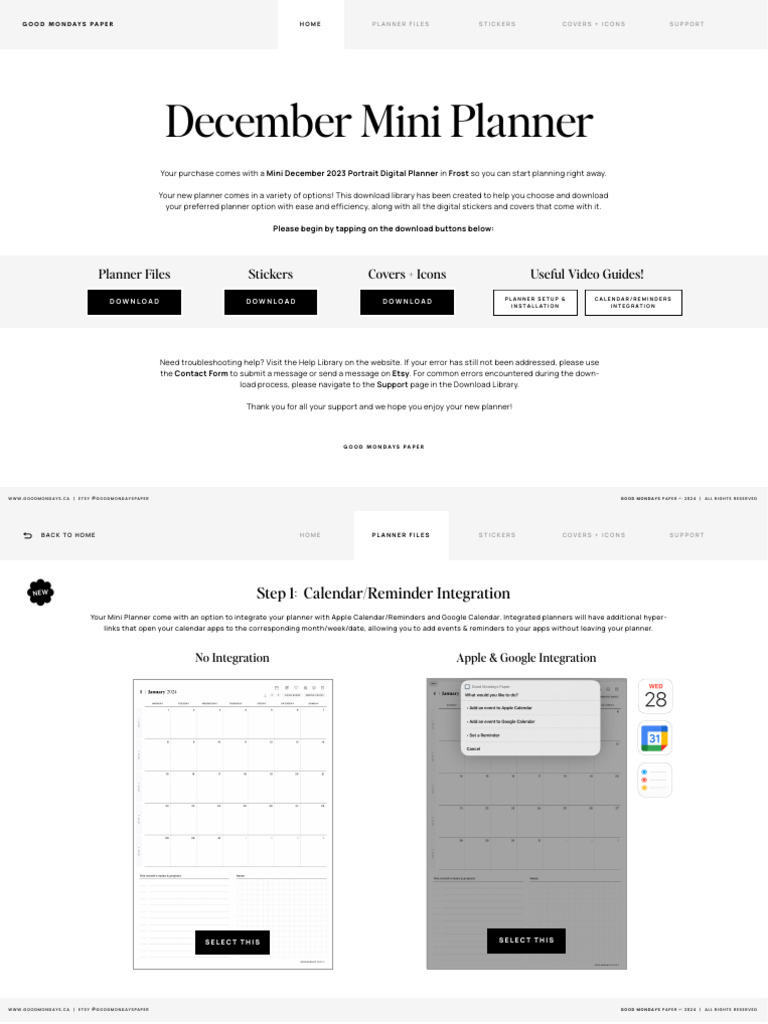 Mini Dec 2023 Planner Portrait Download Library | PDF
