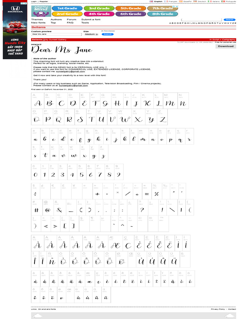 Bellania Font Dafont - Com 2 | PDF