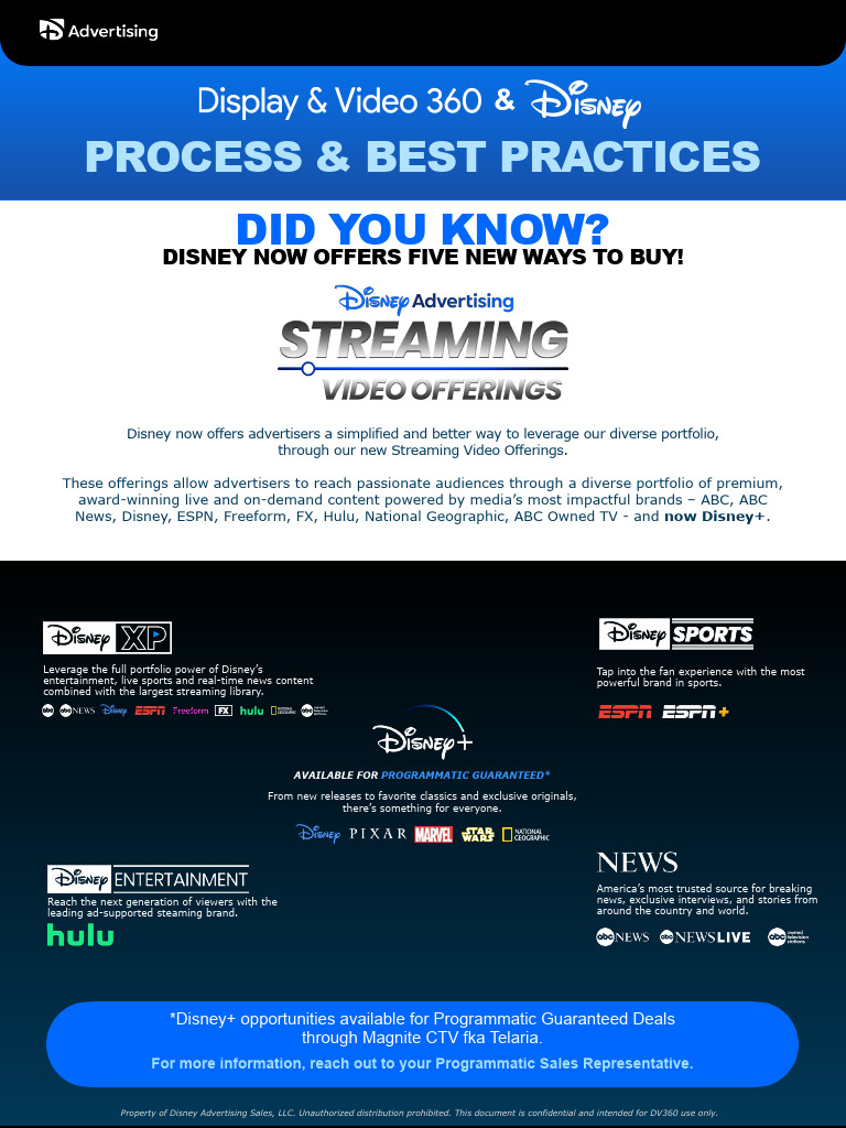 Disney Advertising DV360 DSP - Programmatic Process Best Practices | PDF