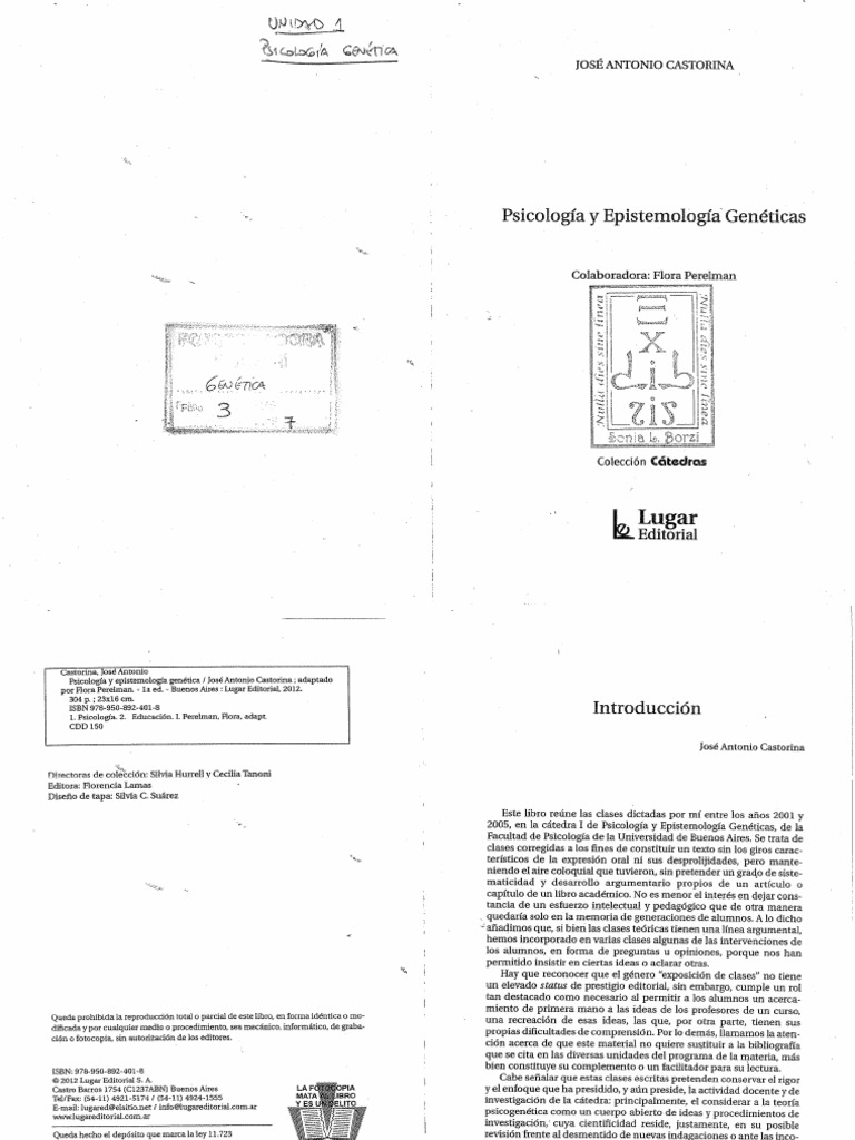 CASTORINA Psicologia y Epistemologia Geneticas. Clases 2 | PDF