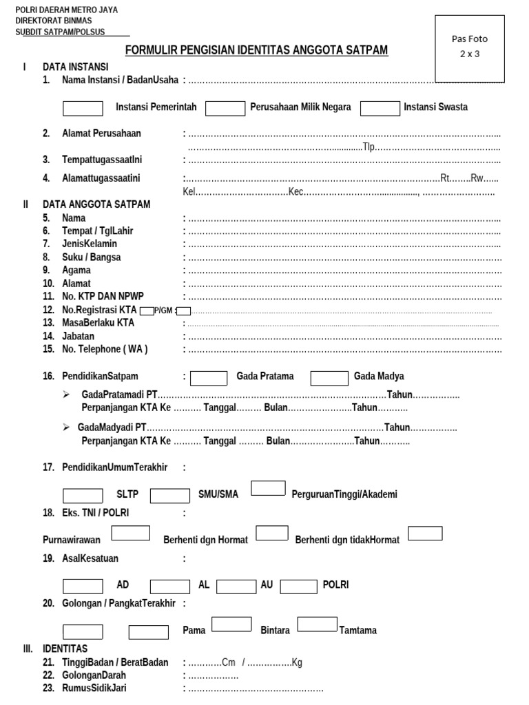 Formulir Kta-1 | PDF