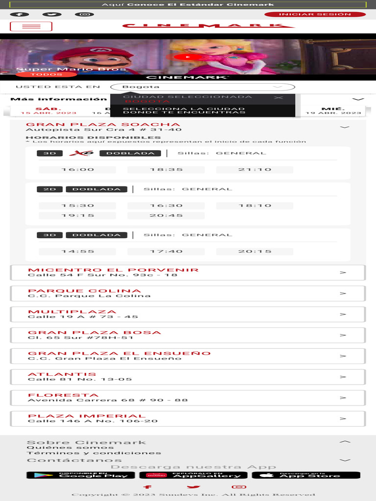 Cinemark Colombia | PDF