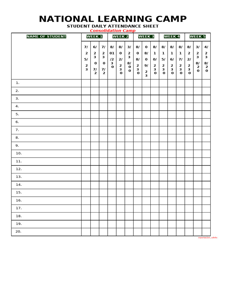 NLC ATTENDANCE SHEET | PDF