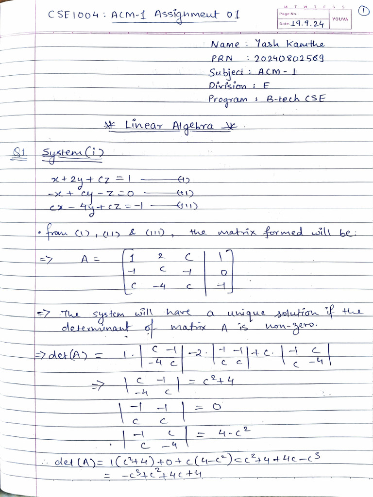 ACM-1 Assignment 01 YASH KAMTHE | PDF