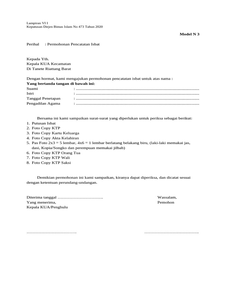 Permohonan Isbat (N3) | PDF