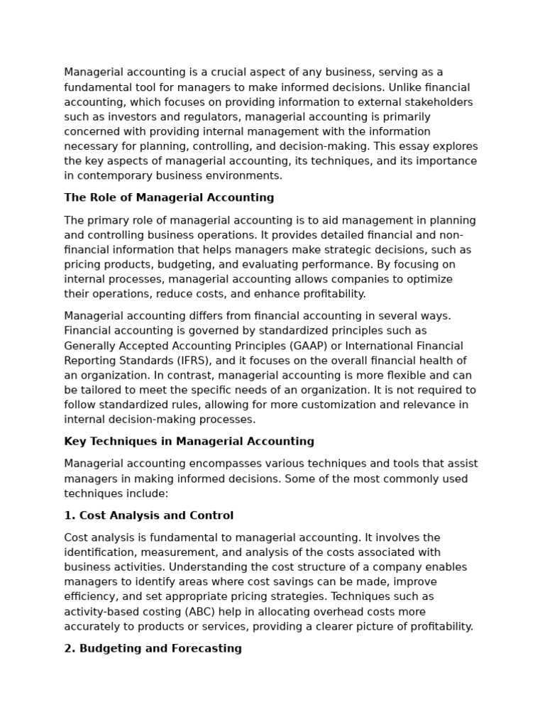 Managerial Accounting | PDF