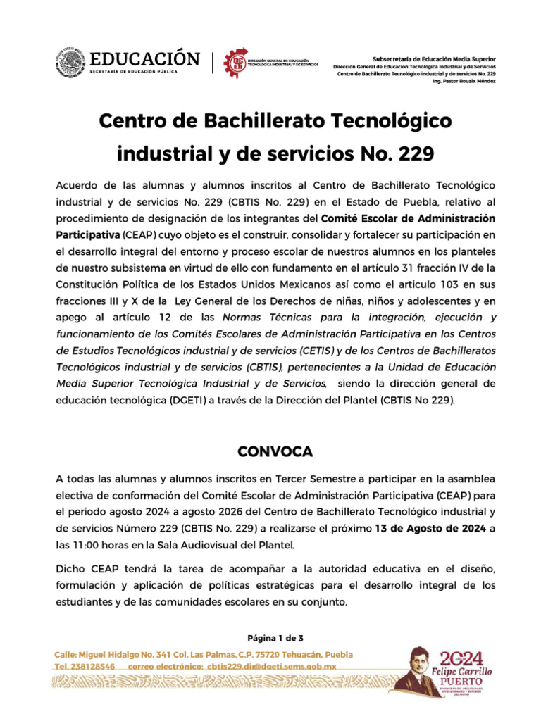 Convocartoria para Alumnas y Alumnos CEAP 2024 - 2026 | PDF