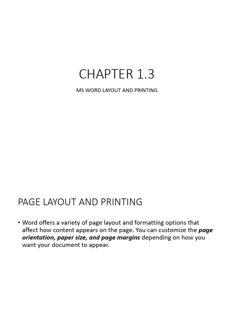 CHAPTER 1p3 - MS Word Layout and Printing | PDF