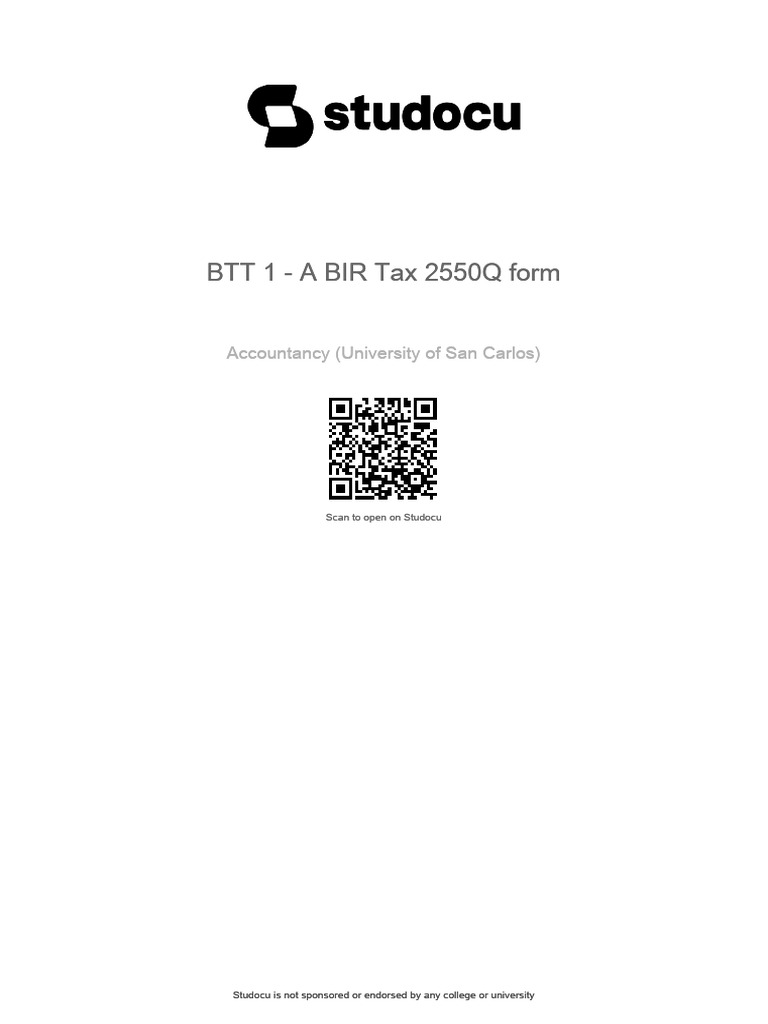 BTT 1 A Bir Tax 2550q Form | PDF