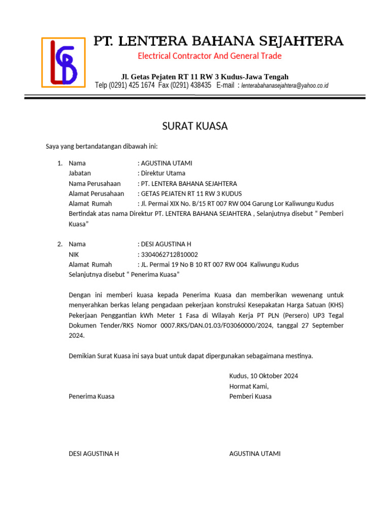 SURAT KUASA Lelang | PDF