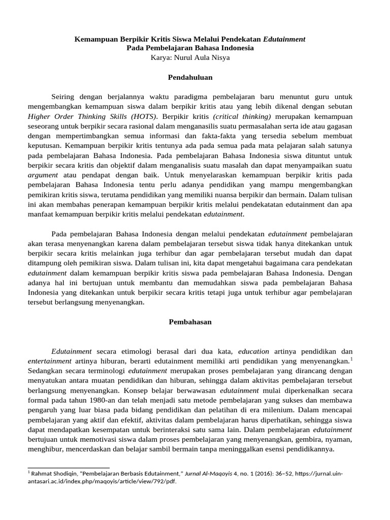 Nurul Aula Nisya - Tugas Essay | PDF