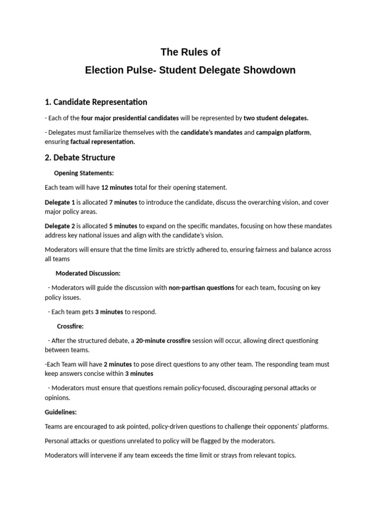 The rules of the mock presidential debate | PDF