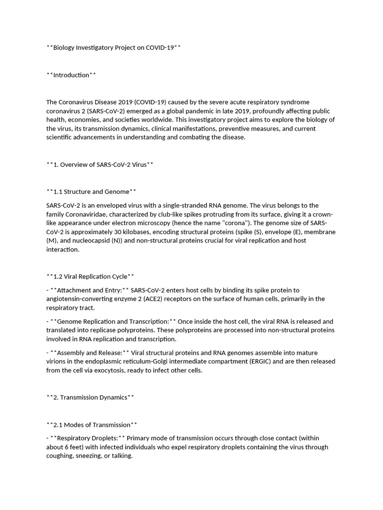 COVID-19 Biology Investigatory Project | PDF | Virus | Self-Improvement