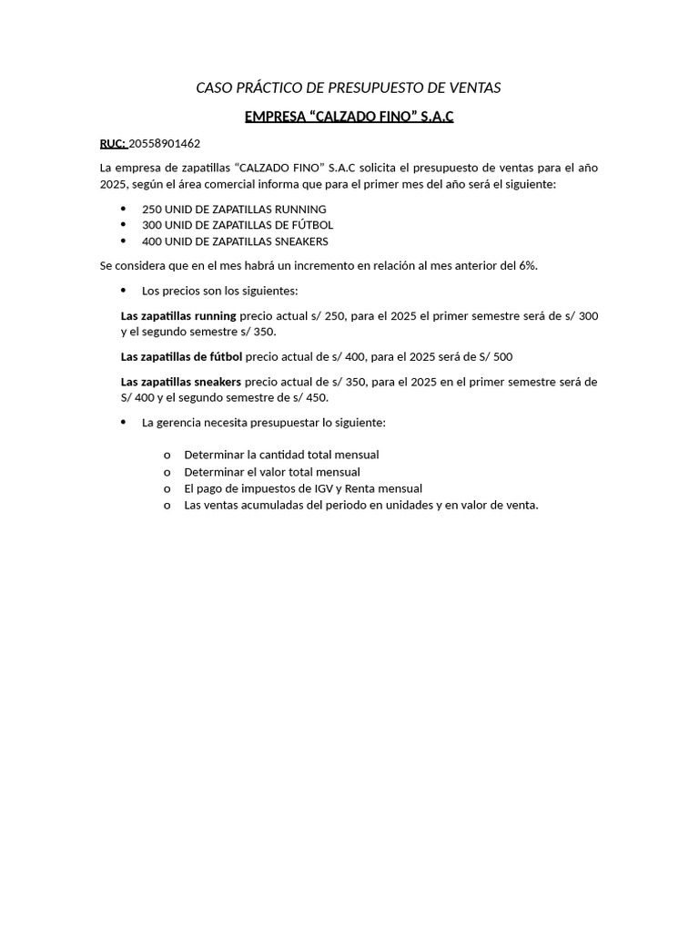Caso Práctico de Presupuesto de Ventas-Rosi Selene Solano Ramos | PDF