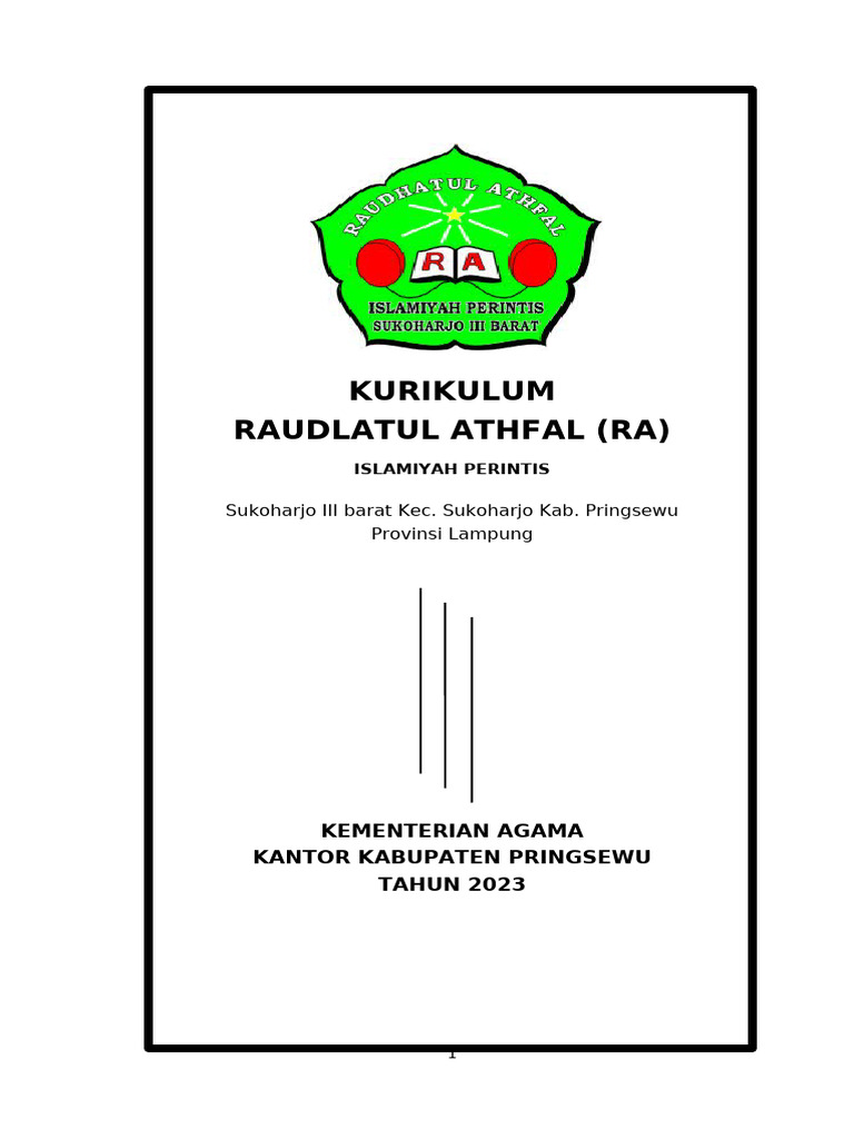 Kurikulum RA KTSP BARU | PDF