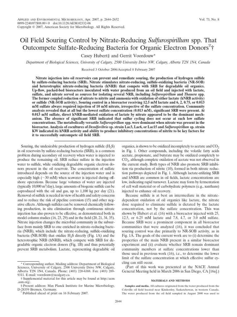 SRB Nitrates Paper | PDF | Dna Sequencing | Redox