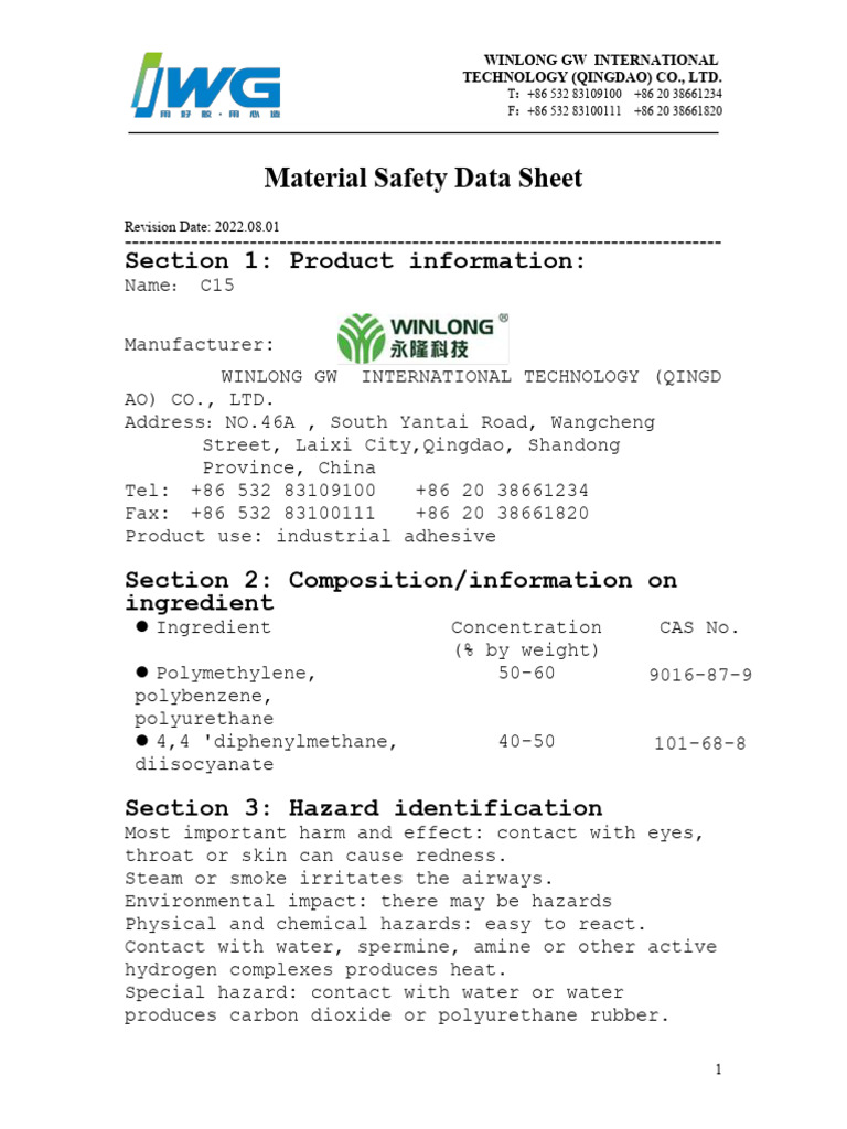 C15 MSDS English | PDF