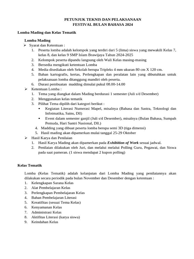 Lomba Mading Dan Kelas Tematik | PDF