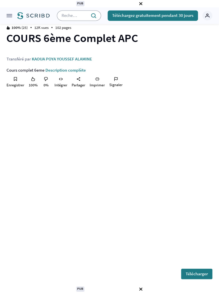COURS 6ème Complet APC: Kaoua Poya Youssef Alamine Description Complète | PDF