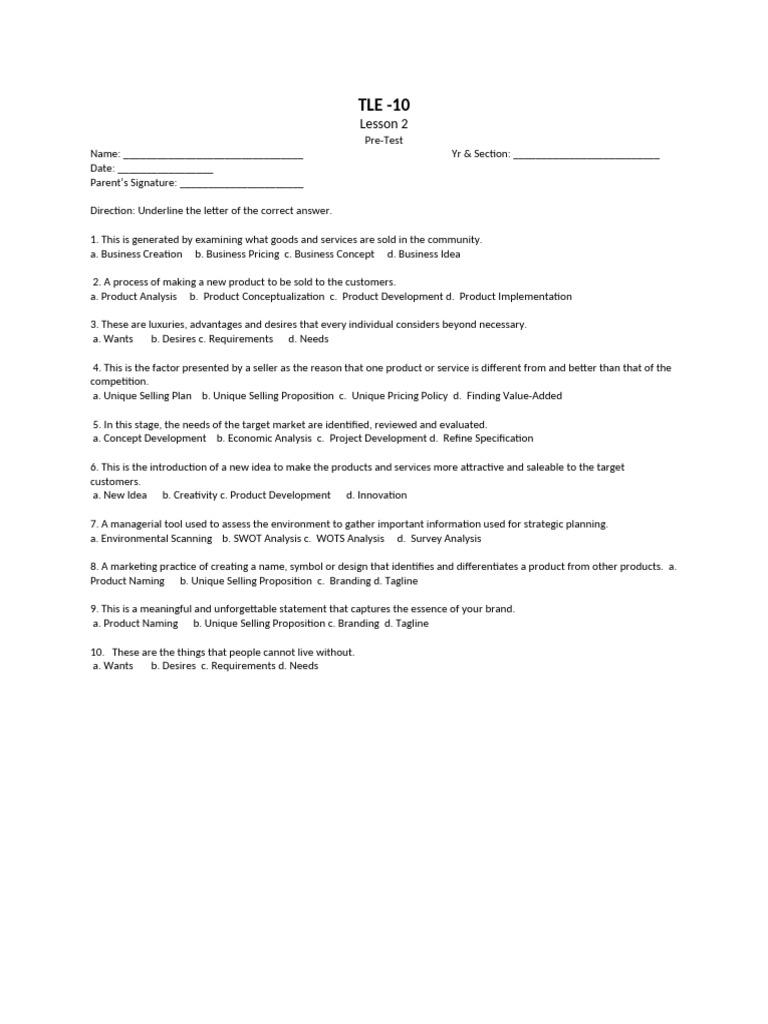 Pre Test | PDF