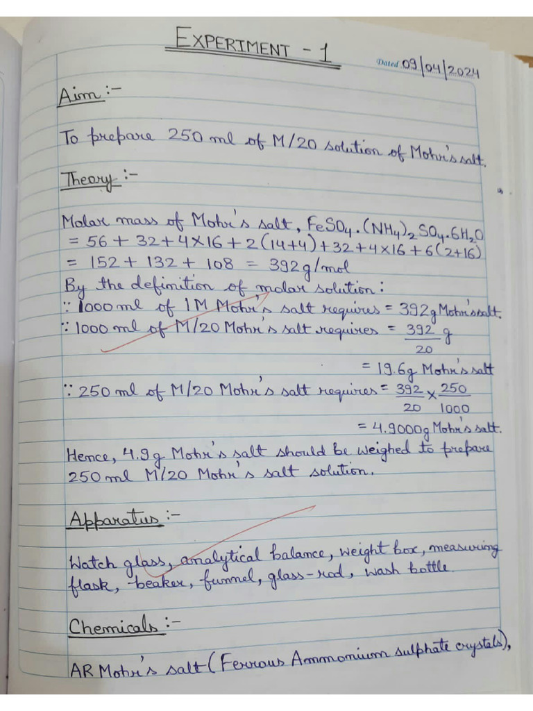 Class 12 Chemistry Experiments | PDF