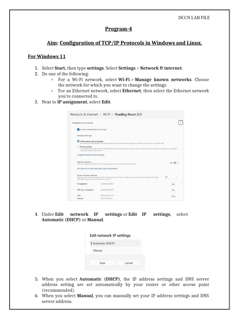 Configuration of TCP/IP Protocol in Window | PDF