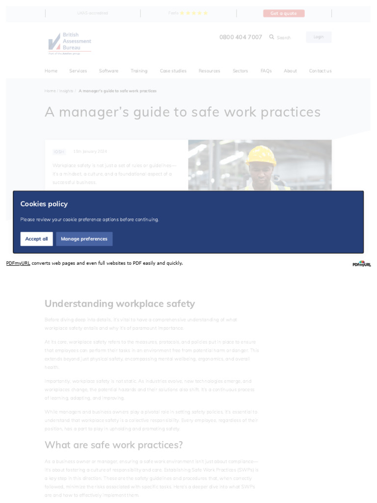 Safe Work Practices | PDF