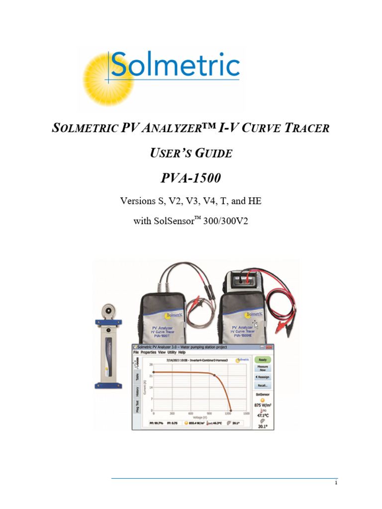 Solmetric+PV+Analyzer+1500XX+Users+Guide en | PDF