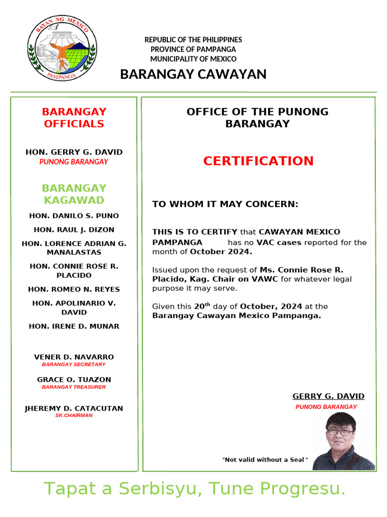 Certificate October Vac | PDF