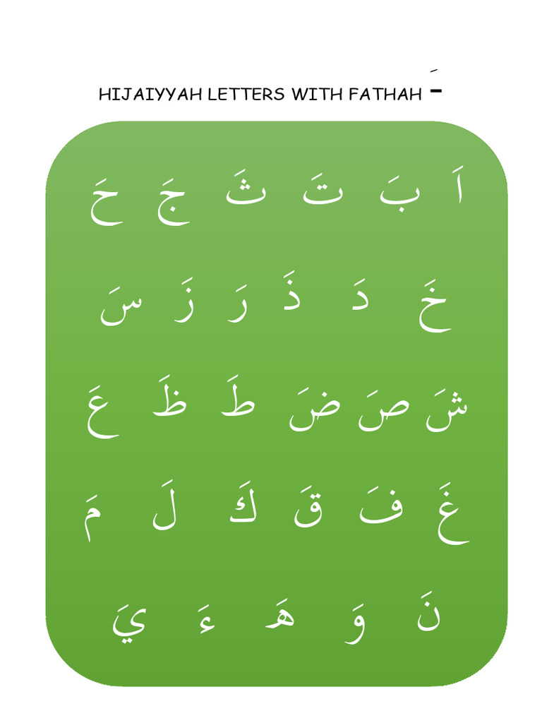 Hijaiyyah Letters With Fathah | PDF