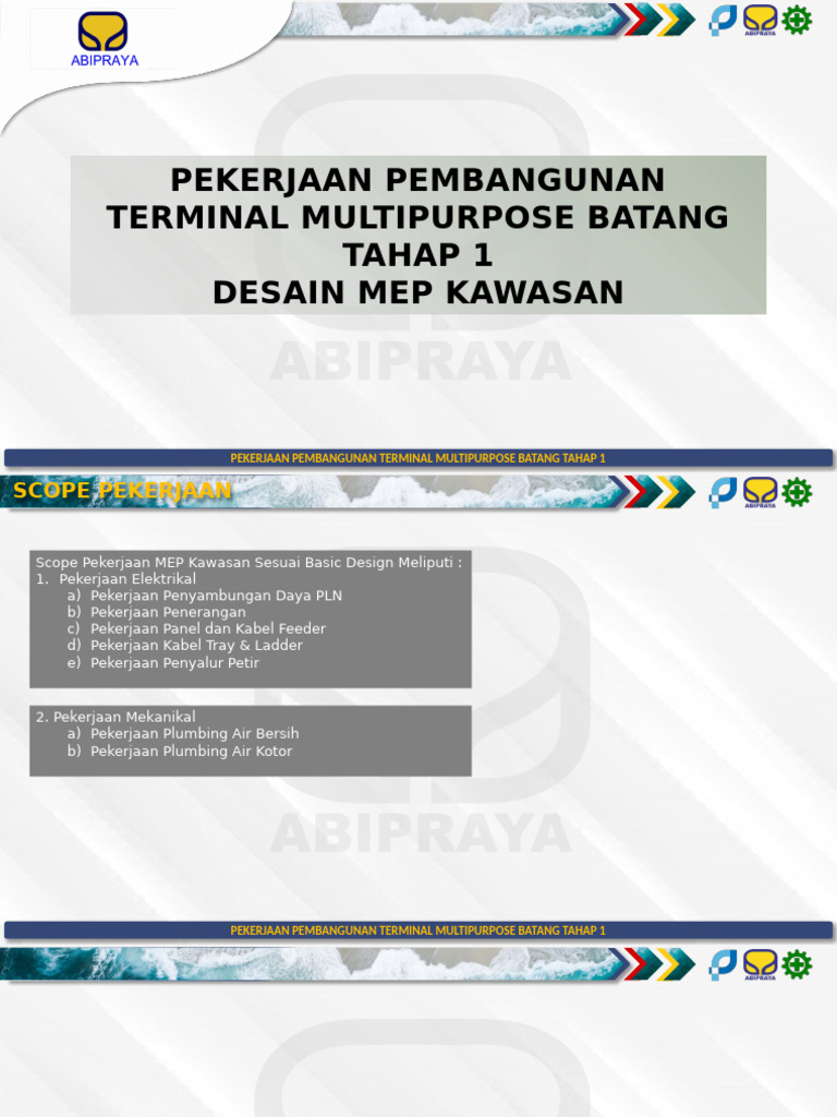 Desain MEP Pembangunan Terminal Multipurpose Batang Tahap 1 | PDF