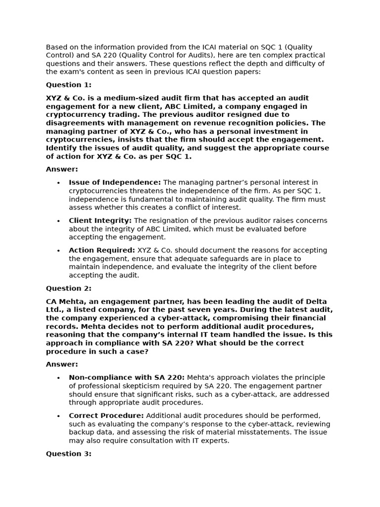 SQC 1 and SA 220 NEW | PDF