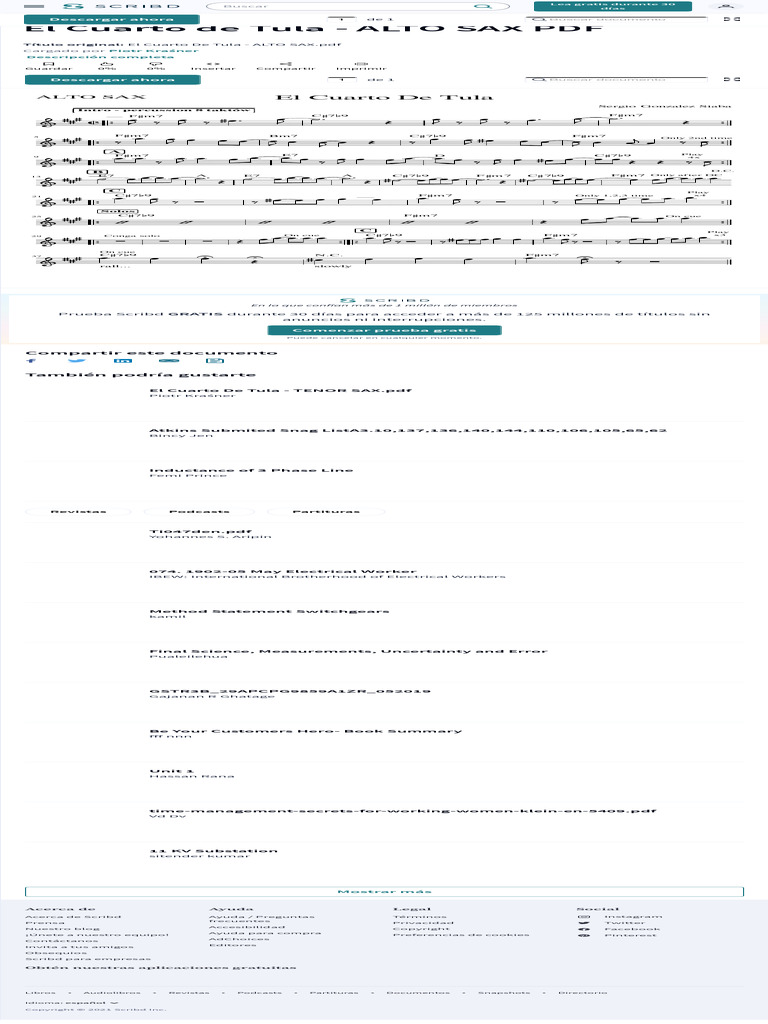 El Cuarto de Tula - ALTO SAX PDF | PDF